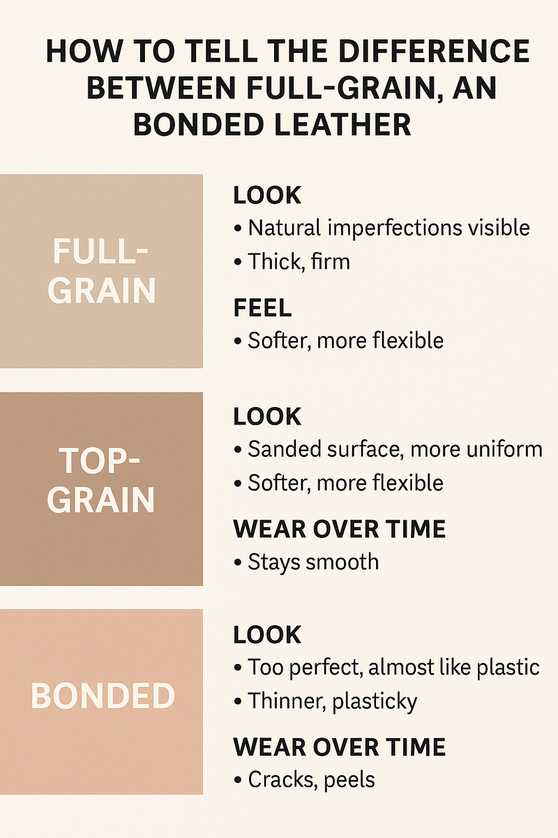 The Different Types of Leather Explained: Full-Grain, Top-Grain, Suede – Leather Lady NC